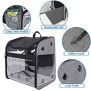 Expandable Cat Backpack Carrier, Breathable Mesh Pet Carrier Backpack for Cats, Dogs, Rabbits, Small Pets, Clear Foldable Cat Pack Backpack with Waist Pad for Walking, Travel, Hiking, Camping, Outdoor