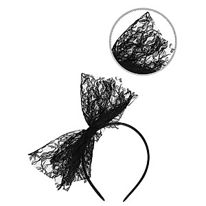 Blulu 80s Fancy Dress Costume Accessories Lace Headband Earrings Fishnet Gloves Necklace Bracelet for 80s Retro Party (Black)