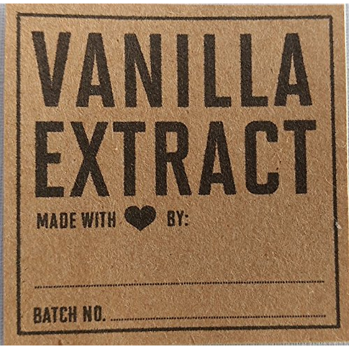 Vanilla Extract (made with heart by) Labels on Kraft Paper - Package of 18.