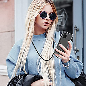 kwmobile Crossbody Case Compatible with Samsung Galaxy S10 Lite Case - Clear TPU Phone Cover w/Lanyard Cord Strap - Black/Transparent
