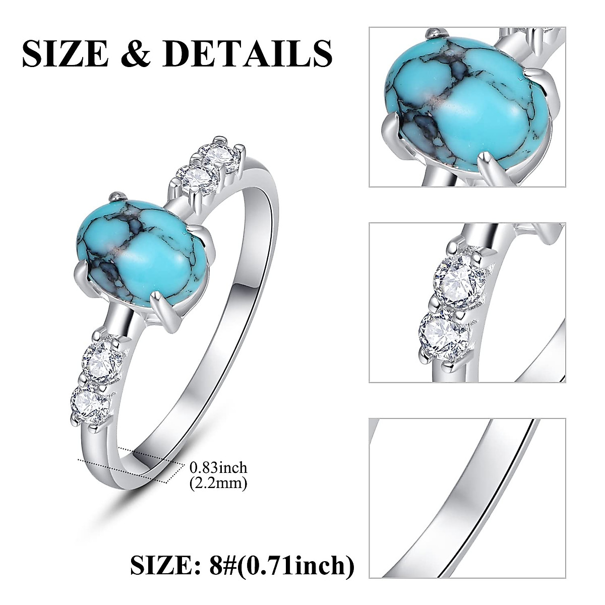 Palpitate Turquoise Rings 925 Sterling Silver Turquoise Rings for Women Boho Thumb Ring Vintage Style for Women Turquoise Jewelry