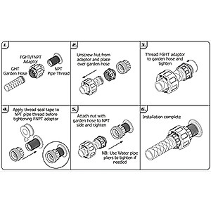 Jobe Valves J-ADF100 Garden Hose Adaptor, 3/4" GHT x 3/4" NPT with Swivel, 150PSI, Black UV Reinforced Nylon Material with Nitrile Seals
