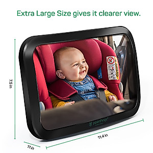 Parenthings® Baby Car Mirror for Back Seat Rear View Monitor-Super Clear Wide View with Acrylic 360° Rotatable Pivot-100% Shatterproof and Stable-Universal Fit Classic Black