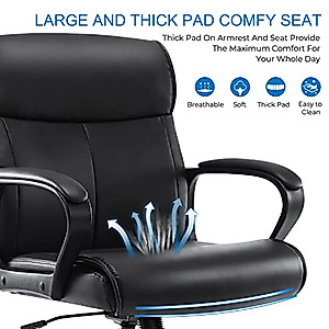 MCQ Office Chair, PU Leather Computer Chair Low-Back Desk Chair with Adjustable Height/Armrests, Swivel Rolling Task Chair