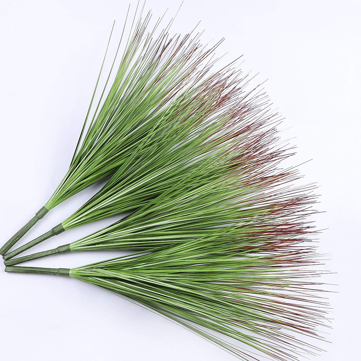 Ivalue 18" Artificial Plants Onion Grass Greenery Wheat Grass Stems Faux Shrub PVC Green Grass Plants Outdoor Indoor Home Garden Planter Decor Pack of 4 (Green, 4)