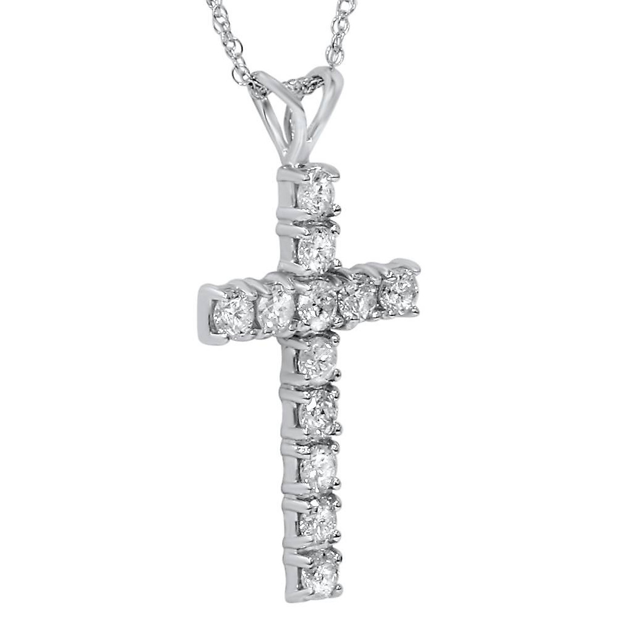 P3 POMPEII3 1 Ct Diamond Cross Pendant Necklace 18" 14k White Gold
