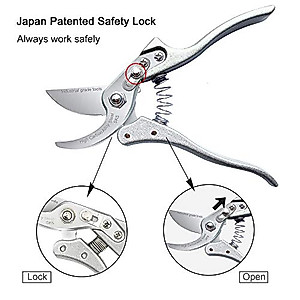 TONMA [Made in Japan] Pruning Shears 8 Inch Professional Bypass Garden Scissors Secateurs, Premium Quality Japanese Gardening Tools Plant Hand Pruner Garden Clippers with Ergonomic Handle