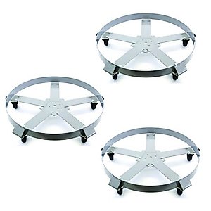 3 Drum Dolly 55 Gal 5 Wheel Swivel Casters Heavy Steel Frame Easy Roll 1250 lbs