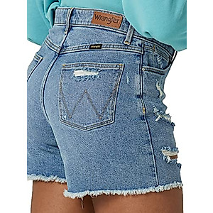 Wrangler Women's 4" Fray Jean Short, Sky Light, 12