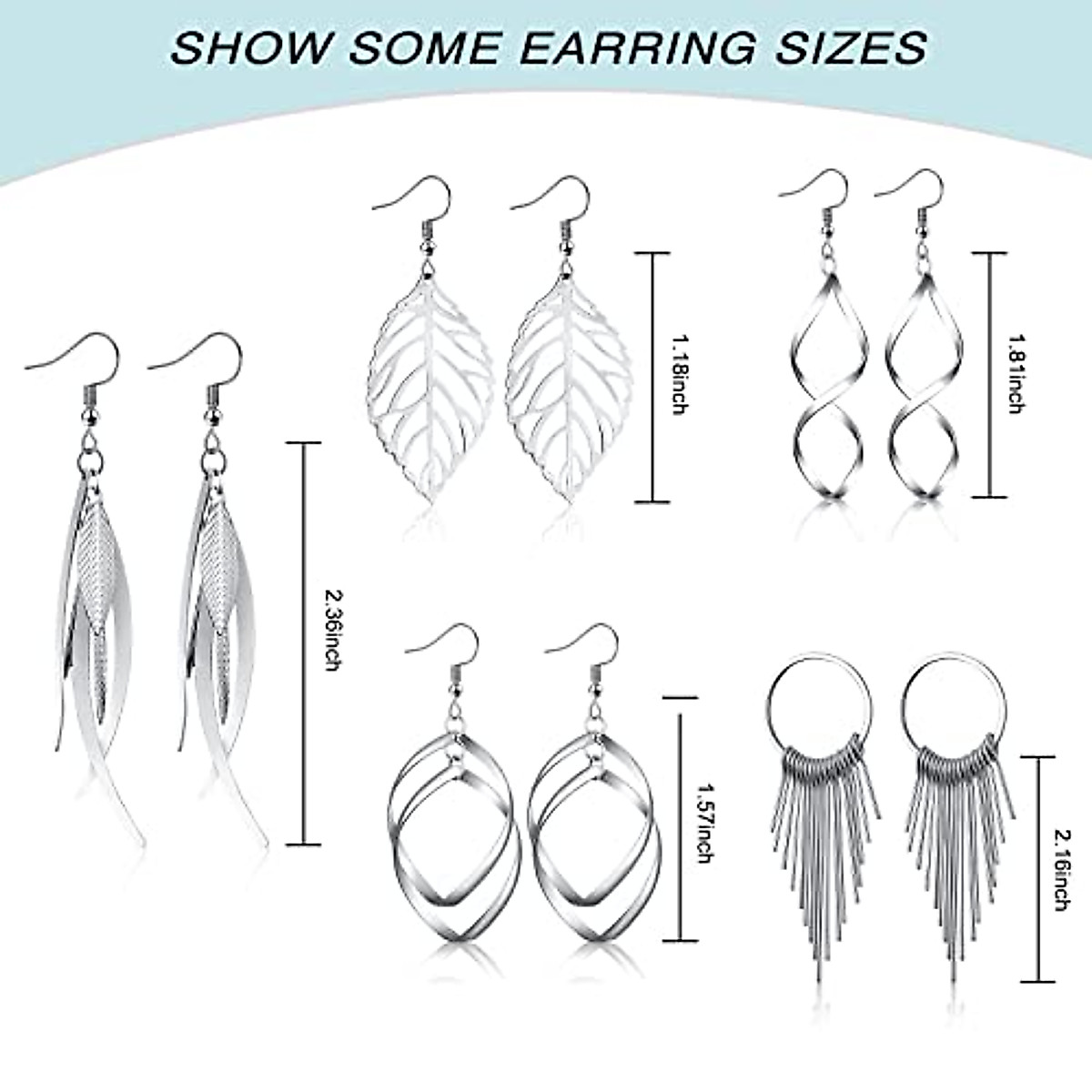 24 Pairs Crystal Teardrop Dangle Earrings Cubic Zirconia Hoop Earrings Boho Threader Earrings Set for Women Girls Christmas (Simple Style)