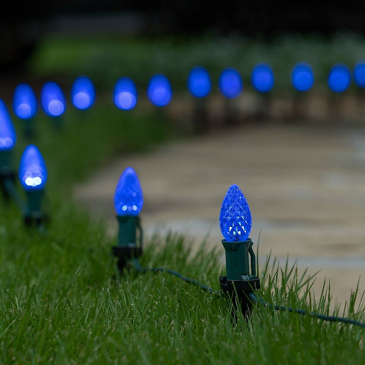 Blue-100 liglht 100ft Pathway Lights OptiCore C7 Outdoor Garden Yard Walkway Home Holiday Light Sets