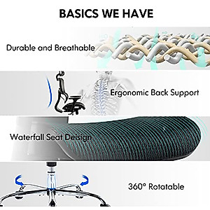 COLAMY Ergonomic Mesh Office Chair-Adjustable Reclining Backrest and Headrest with 4D Armrests, Executive High Back Design Lumbar Support for Home, Gaming, Study-Black, 275lbs