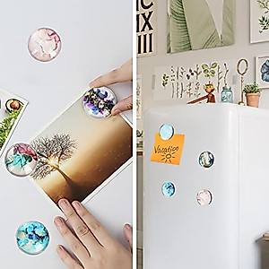 WWW 12Pcs Glass Strong Magnetic Refrigerator Magnets,Marble Crystal Fridge Magnets Decoration for Home,Office Whiteboard,Cabinet,Dishwasher, Locker(Round/30mm)