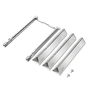 QuliMetal SUS304 Grill Burner and SUS304 Flavorizer Bars for Weber Spirit 200 & Spirit II 200 Series Grills, Spirit E210/ S210/ E220/ S220 with Front Control Knobs(2013-Newer), Replaces for 69785 7635