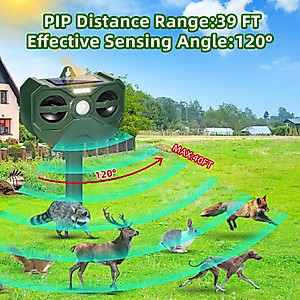 Ultrasonic Solar Animal Repellent Outdoor Deer Repellent Waterproof Animal Deterrent Adjustable Frequency Flashing Lights, Animal Repeller Defender Keep Cat Fox Squirrel Skunk Raccoon Out of Yard (1)
