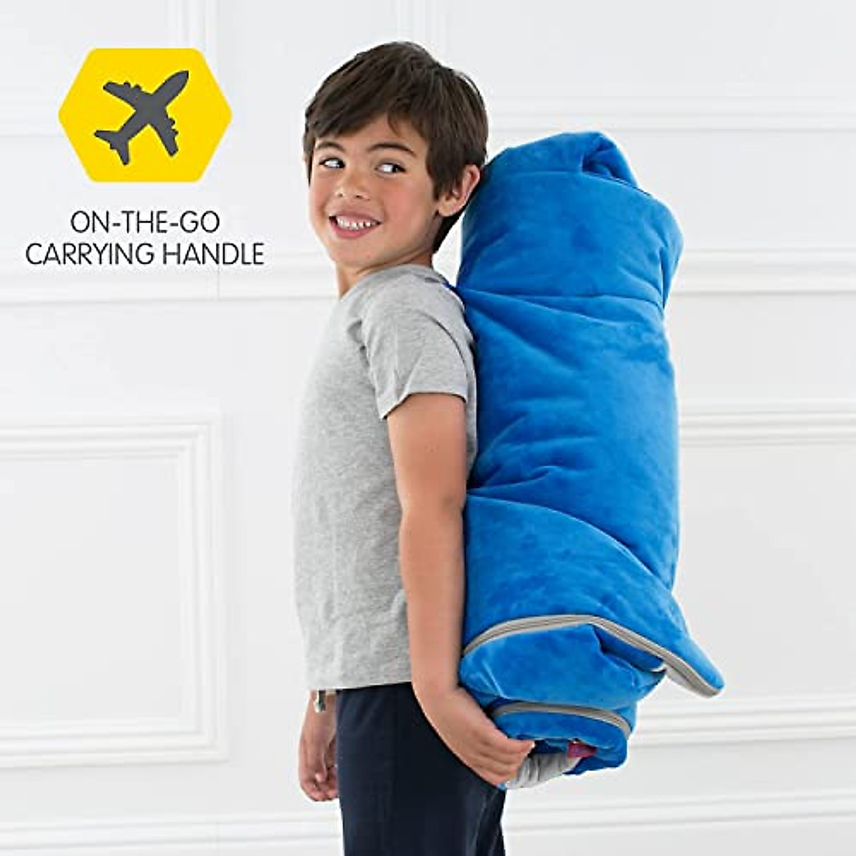 Bixbee Kids Sleeping Bag, Soft Sleepy Sack for Kids & Toddlers | Easy Roll Up Design for School, Daycare + Naptime, 60 x 22 Inches | Cozy Slumber Bag with Lining | Rocket Sleeping Bag for Boys + Girls