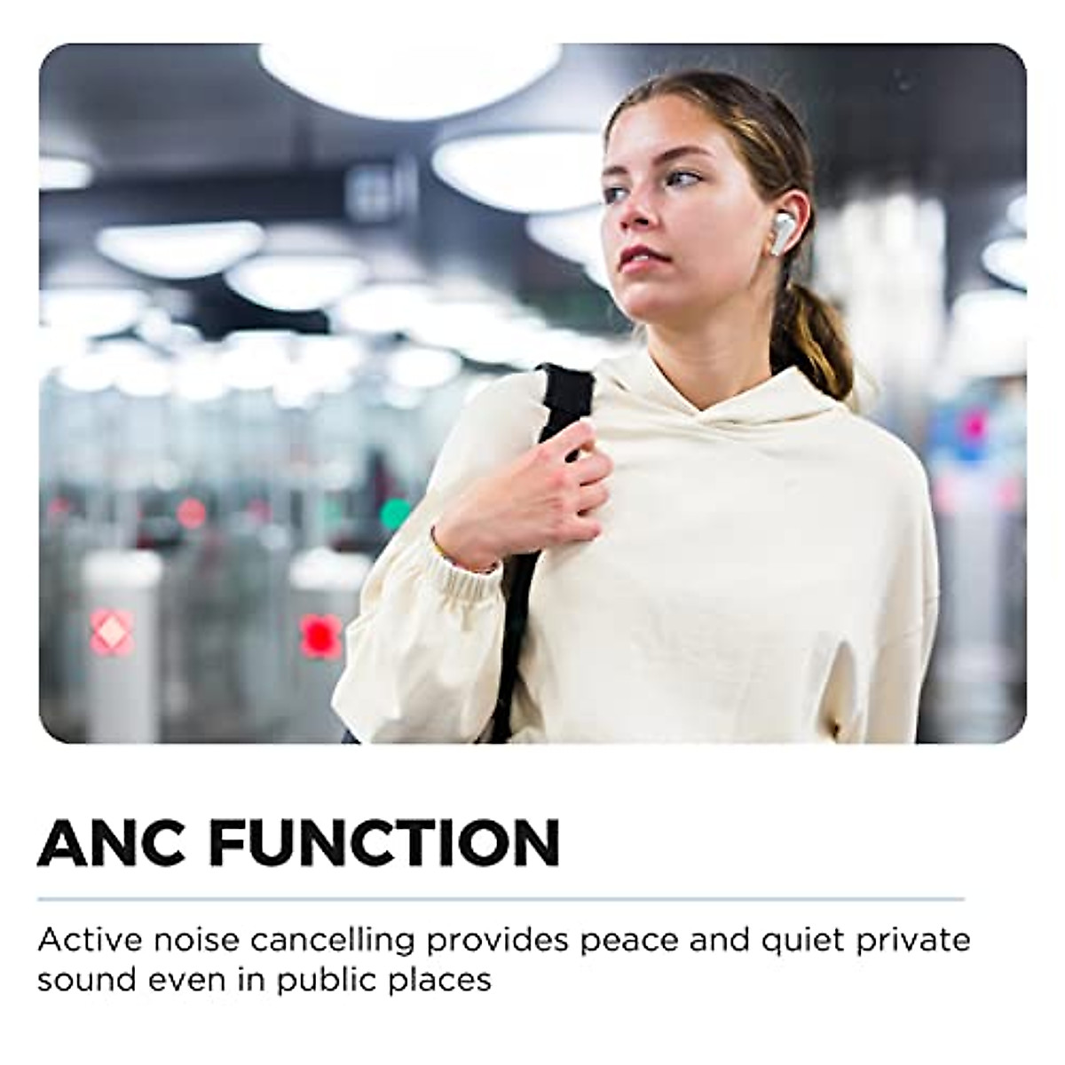 Apex Elite Active Noise Cancelling Earbuds Bluetooth Headphones True Wireless Earbuds with Charging Case Bluetooth Earbuds 5.0 Built in Mic Immersive Sound Deep Bass 25H for Sports/Travel/Work, White