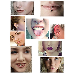 Ftovosyo 16PCS 16G Multiple Different Sizes Horseshoe Barbell Surgical Steel Nose Septum Rings Hoop Daith Earring Eyebrow Helix Vertical Lip Piercing Jewelry for Women Men