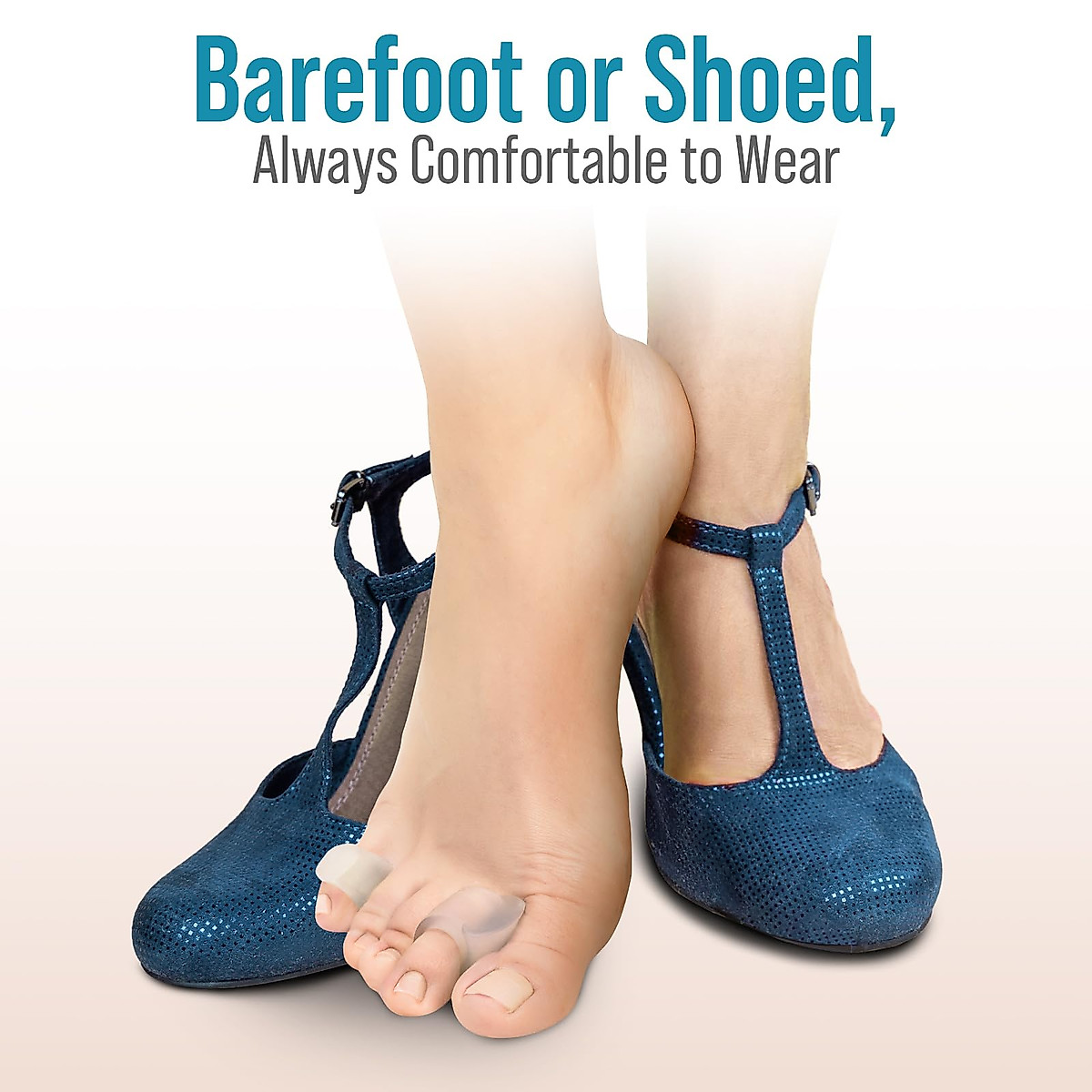 5 STARS UNITED Toe Spacers for Men and Women – 4 Gel Toe Separators for Curled and Overlapping Toes, Bunions, Hammer Toe Straightener, Big and Second Toe Spreader - White