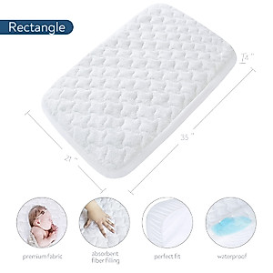 Baby Waterproof Bassinet Mattress Pad Cover and 100% Cotton Sheet(White), 20" x 28"