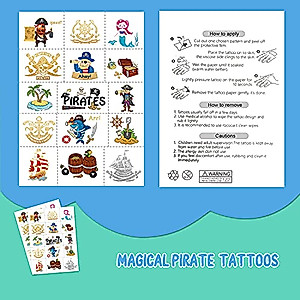Partywind 30 Styles Pirate Temporary Tattoos for Kids, Pirate Party Favors Birthday Decorations Supplies for Boys and Girls, Pirate Fake Tattoos Stickers Games Accessories (2 sheets)