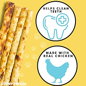 hotspot pets All Natural Rawhide Alternative Chicken Sticks for Dogs (30 Pack) Digestible Dog Chews Treats -Great for Oral Care Snacks (6'' Sticks)