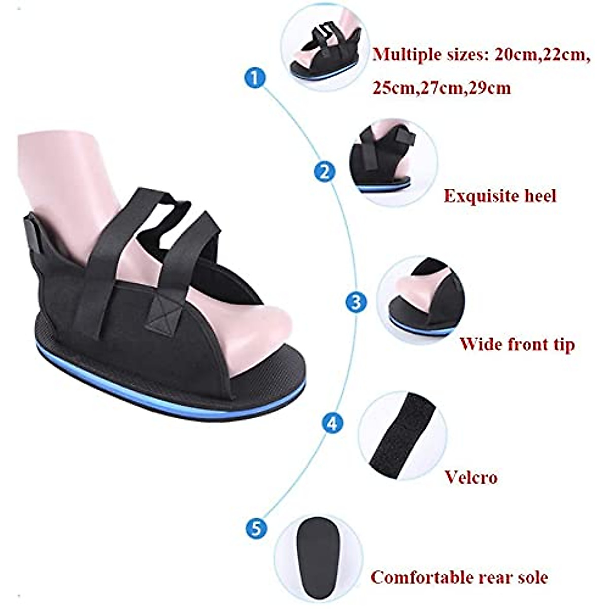 Open Toe Cast Shoes Foot Fracture Support Light Surgical Foot Protection Cast Boot Postoperative Recovery Walking Gypsum Shoe Medical Walking Shoe Foot Injuries Stable Ankle Joints Surgical Fixed Shoe