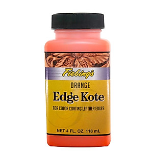 Fiebing's Edge Kote (4oz, Orange) - Leather Edge Paint for Shoes, Furniture, Purses, Couches, Belts - Flexible, Water Resistant, Semi Gloss Color Coating Leather Dye to Protect Natural Edges
