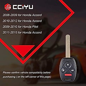 cciyu 4 Buttons Key Fob Replacement Keyless Entry Remote Car Key Fob Clicker Transmitter Alarm Replacement for 08-15 for H onda Accord/Pilot KR55WK49308 267T-5WK49308 5WK4930 (Pack of 1)