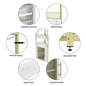 GAOMON Wine Corner Cabinet with Removable Wine Rack, Wine Cabinet and Wine Glass Bar Cabinet with Glass Rack and Mesh Door, Wine Cabinet with Reasonable Functional Partitioning (Gold)