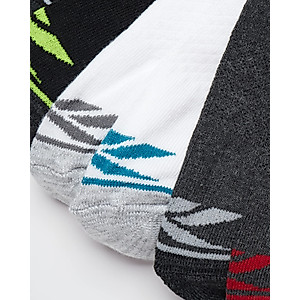 Reebok Boys' Quarter Socks - 12 Pack Stretch Performance Quarter Cut Arch Support Socks - Cushioned Athletic Socks for Boys, Size Large, Black/White/Grey Assortment
