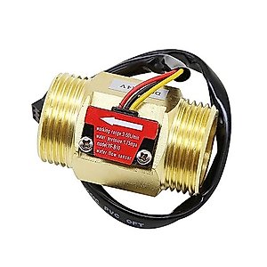 GREDIA G1" Male Thread Brass Water Flow Sensor Switch Hall Effect Liquid Flowmeter Fluidmeter Counter BSP 2-50L/Min（58mm in Total Length）