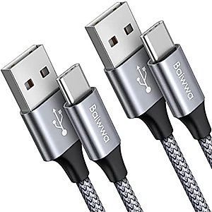 Baiwwa USB C Cable 3A Fast Charging [2-Pack, 3ft], USB A to Type C Cable Braided Charger Cord Compatible with Samsung Galaxy S22 S21 S20 S10 S9 Ultra Plus Note 20 10 9 A72 A71 A53 A52 A51 A20 A13 A11