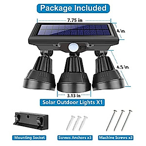 Solar Outdoor Lights, Kasonic ML5000 Motion Sensor Security LED High Brightness 7000K, IP65 Waterproof, Cordless, Flood Light for Garage Yard Garden Porch, 1 Pack