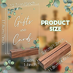 4 Pcs Acrylic Wedding Reception Signs with Wood Stand Clear Gifts and Cards Sign with Holder Please Sign Our Guestbook 5 x 7 Inch Rustic Calligraphy Wedding Sign for Wedding Ceremony Reception(Leaves)