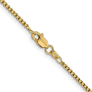 Diamond2Deal 14k Yellow Gold 1.5mm Hollow Round Box Chain Necklace 16"
