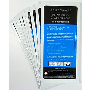Dollar Bill Validator / Acceptor Pre-saturated Cleaning Card 10/pk