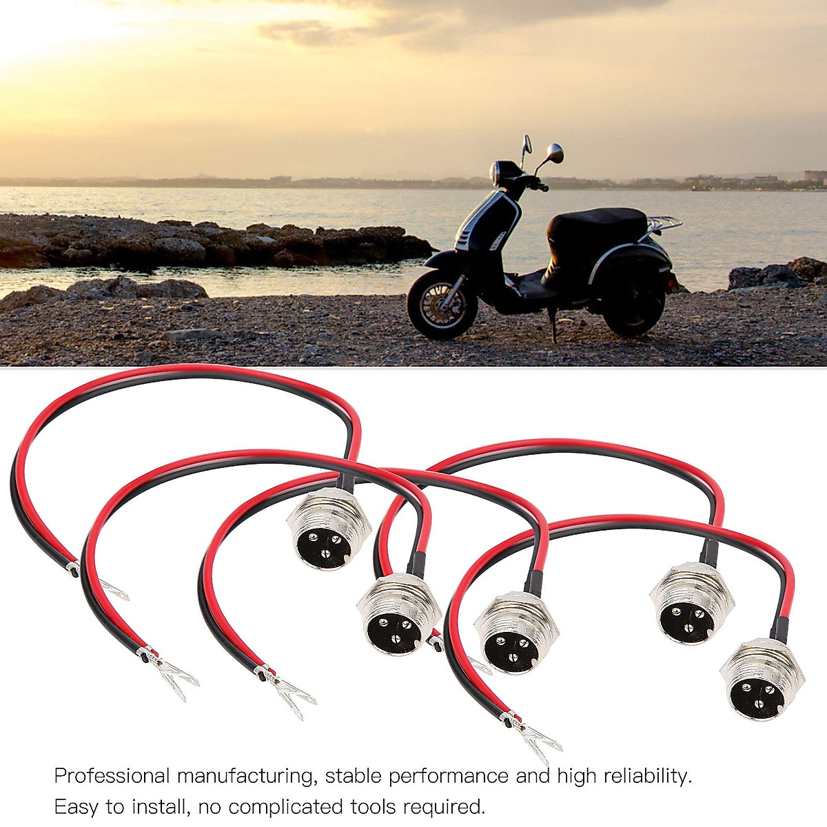 5pcs Scooter Charger Port, 3-Pin Inline Round Charger Connector with for Electric Self-Balancing Scooter
