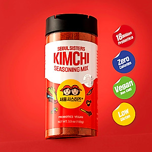 SEOUL SISTERS Korean Kimchi Powder Seasoning Mix 3.5 oz (100g) 1EA - ORIGINAL Spicy Seasoning Mix, Rich in Probiotics, Delicious Barbecue Dry Rub for Chicken Pork Fish Vegetables