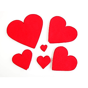 Playfully Ever After 1 to 6 inch Multi-Size Pack Stiff Felt Hearts 18pc (Red)