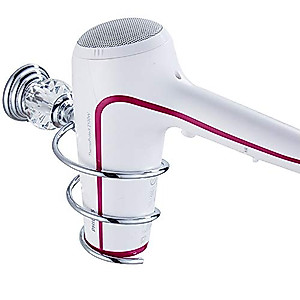 WOLIBEER Crystal Hair Dryer Holder, Chrome Blow Dryer Hanger Rack Spiral Bathroom Accessories Hair Care Tools Organizer Wall Mounted