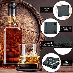 12 Pack 4 x 4 Inch Stone Coasters Bulk Cup Coaster Set, Personalized Engraving DYI Bulk Square Coasters with Anti-Scratch Bottom for Bar Kitchen Home