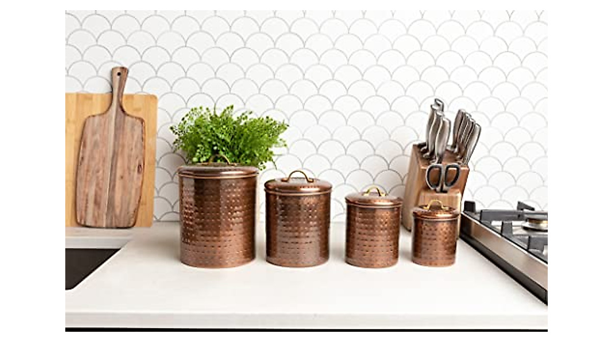 Old Dutch Copper Canister Set - Stylish Kitchen Storage (4-Piece)