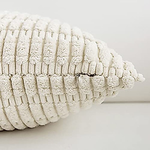 Qidordour Throw Pillow Covers, 18x18 inch, Pack of 2 Couch Pillows Cover, Soft Corduroy Decorative Pillow Covers, Square Pillowcase for Bed Sofa Chair Car Bedroom Home Boho Farmhouse Decor, Cream