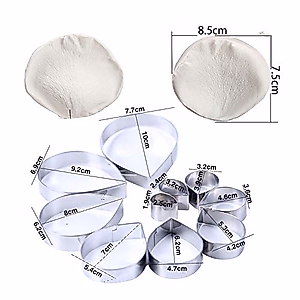 10 Pcs Austin Rose Cutter Set and 2 Pcs Rose Petals Shape Silicone Fondant Mold Veining Petal Sugar Flower Making Tool Cake Decorating Gumpaste Flowers Decor Kit