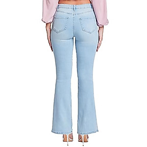 YMI Junior Women's Classic High Waisted Bell Bottom Denim Jeans (Light Blue,3)