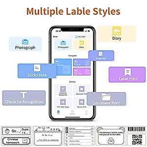 Label Maker Machine with Tape, Portable Bluetooth Label Printer Sticker Maker Machine for Labeling Barcode, Name, Address, Mailing, Organizing, Great for Home, Office, Inkless, USB Rechargeable