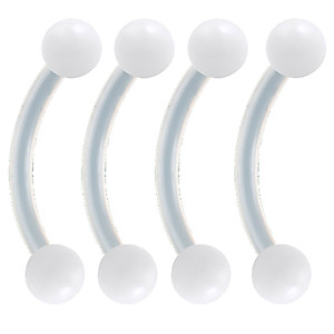 bodyjewellery 16g 16 gauge 3/8 10mm acrylic eyebrow lip ear tragus rings curved curve barbell straight bar white lot AIKG Piercing 4Pcs