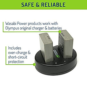 Wasabi Power Battery (2-Pack), Dual Charger for Olympus BLS-5, BLS-50, PS-BLS5, BLS-1, PS-BLS1, E-420, E-450, E-600, E-620, Pen E-P1, E-P2, E-P3, E-PL1, E-PL3, E-PM1, OM-D E-M10 Mark II, III, IIIs, IV