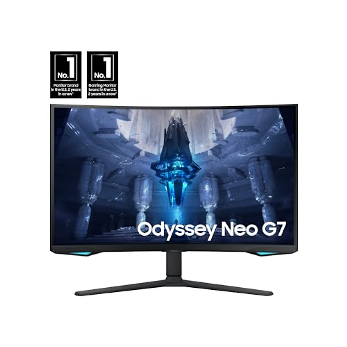 SAMSUNG 32" Odyssey Neo G7 4K UHD 165Hz 1ms G-Sync 1000R Curved Gaming Monitor, Quantum HDR2000, AMD FreeSync Premium Pro, Ultrawide Game View, DisplayPort, HDMI, Height Adjustable Stand, Black, 2022